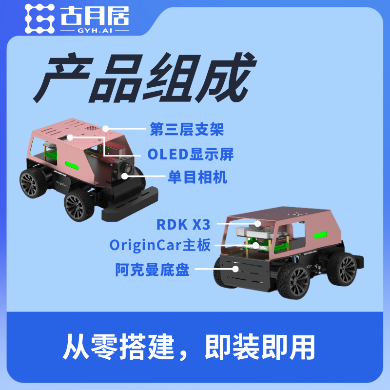 OriginCar Pro智能机器人套件——支持ROS2，5TOPS等效算力，提供底层代码/ROS SDK，配套古月居定制课程